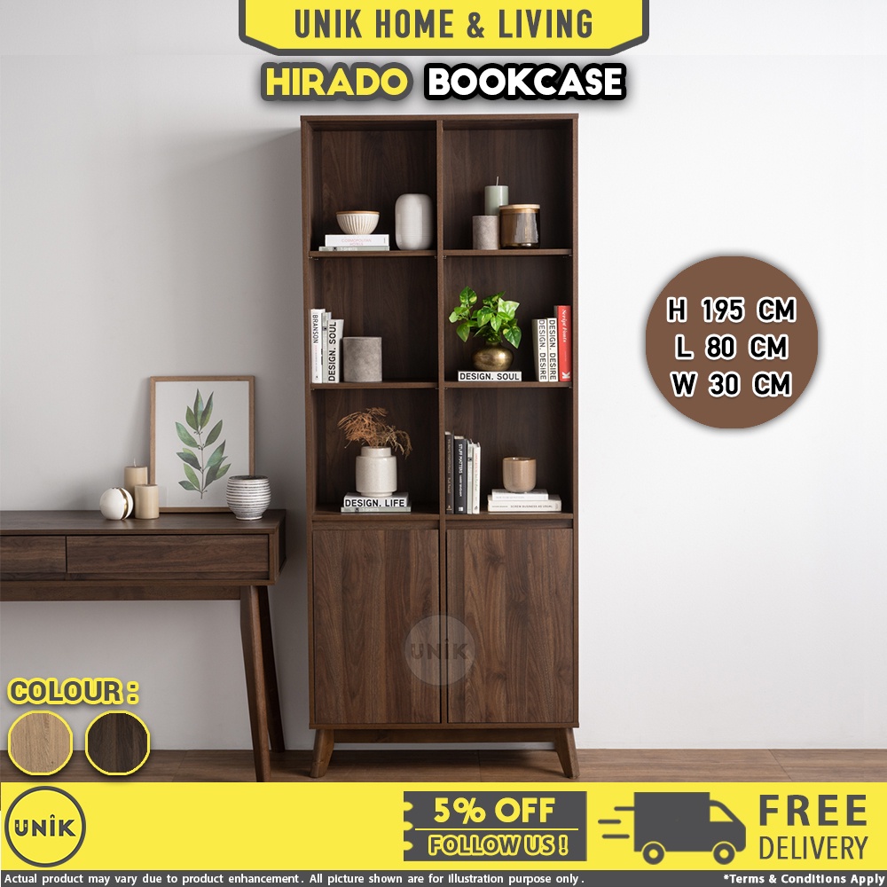 [UNIK] Hirado Bookcase Bookshelf Display Cabinet with Doors | Kabinet ...