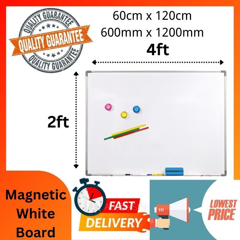 Easy Clean Magnetic Whiteboard/Aluminum Frame/Papan Putih 1.5x2 2x3 2x4 3x4 3x5 3x6 4x4 4x5 4x6 ...