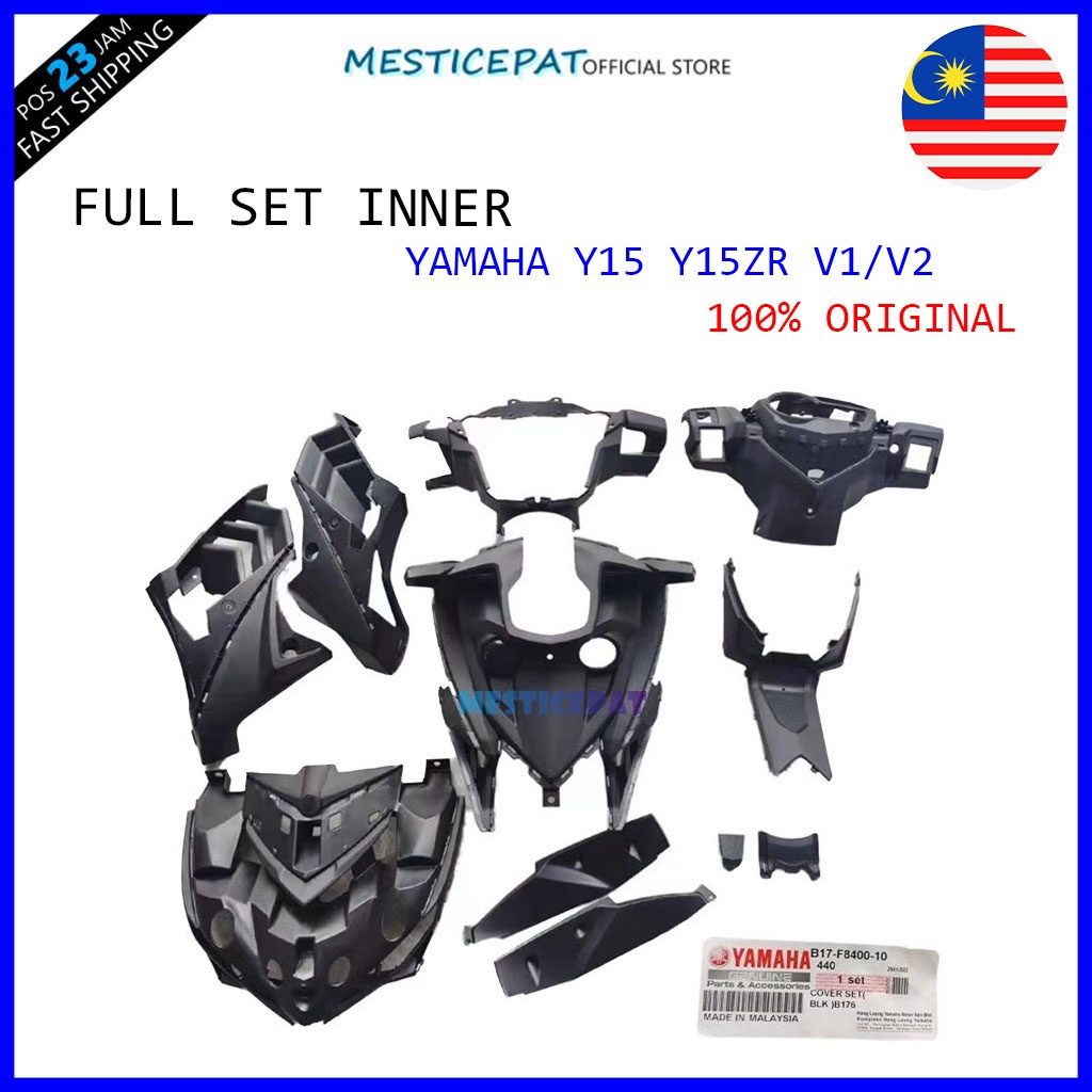 INNER FULL SET YAMAHA Y15 Y15ZR V1/V2 ORIGINAL /COVER PARTS (MATT HITAM BLACK) | Shopee Malaysia
