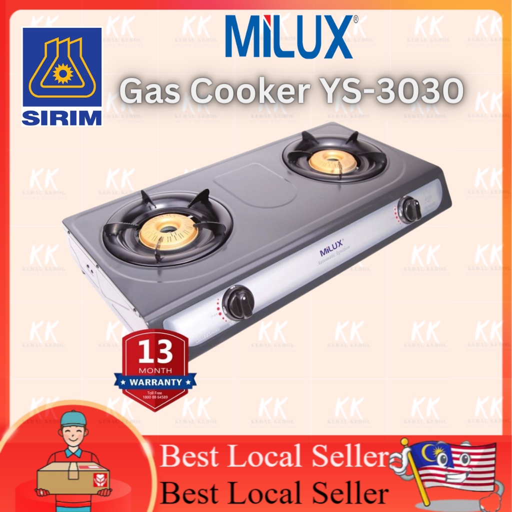 Milux Gas Cooker YS-3030 Sirim 2.4 kW Double Burner Gas Stove Dapur Gas Double Burner | Shopee ...