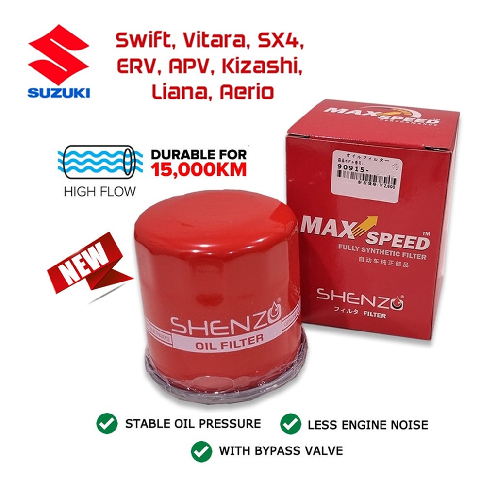 SHENZO SX4 SUZUKI High Flow Performance Oil Filter Swift Vitara ERV APV ...