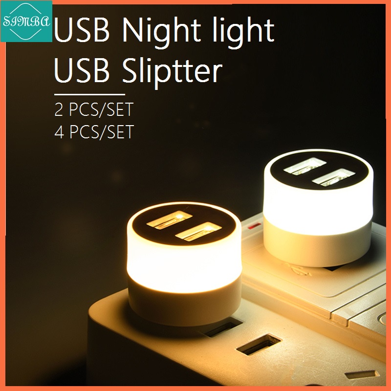 Portable USB Night Light USB 2 Port Splitter Hub Adapter with LED Light ...