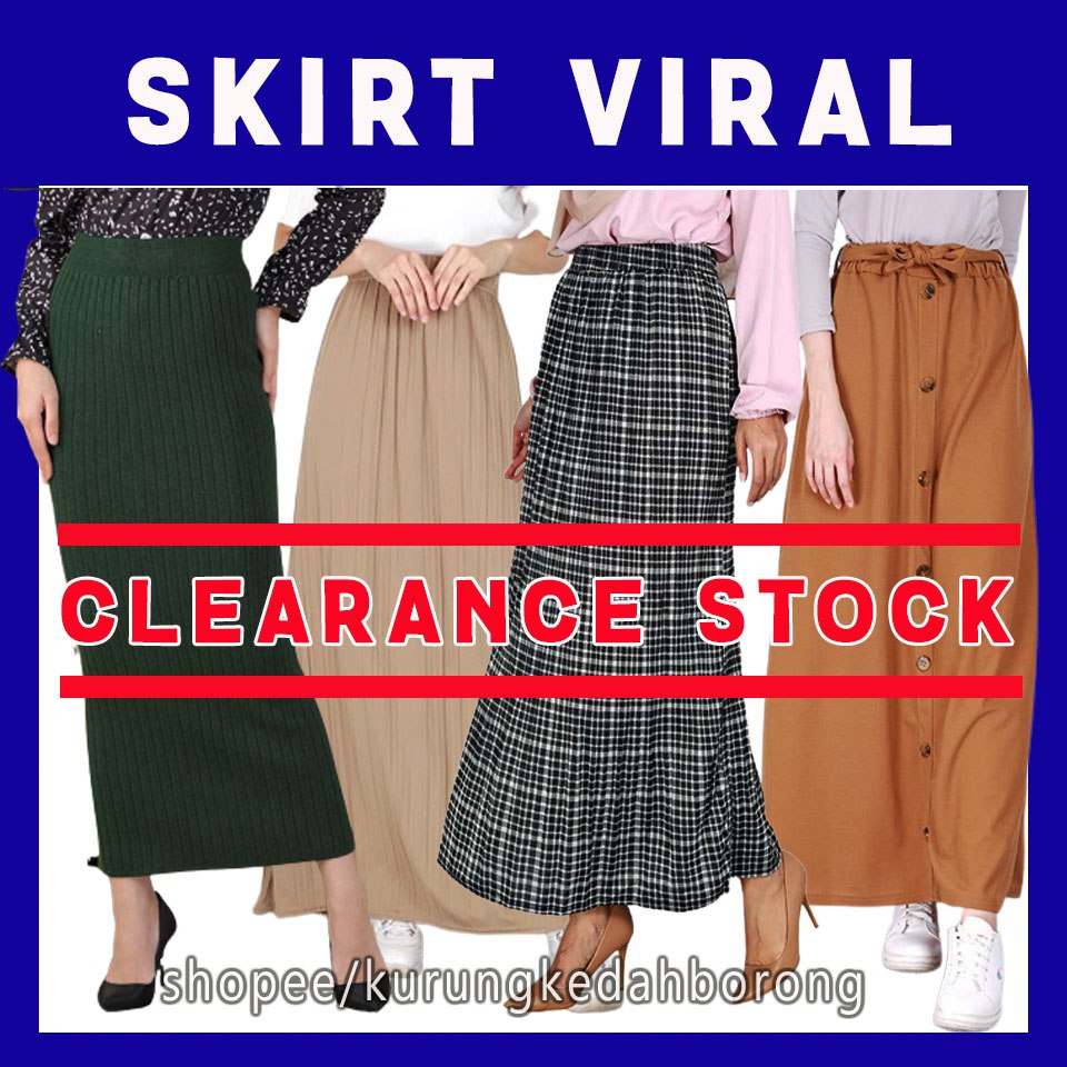 CLEARANCE STOK Skirt Viral Seluar Viral Skirt Pencil Skirt Grid Skirt ...