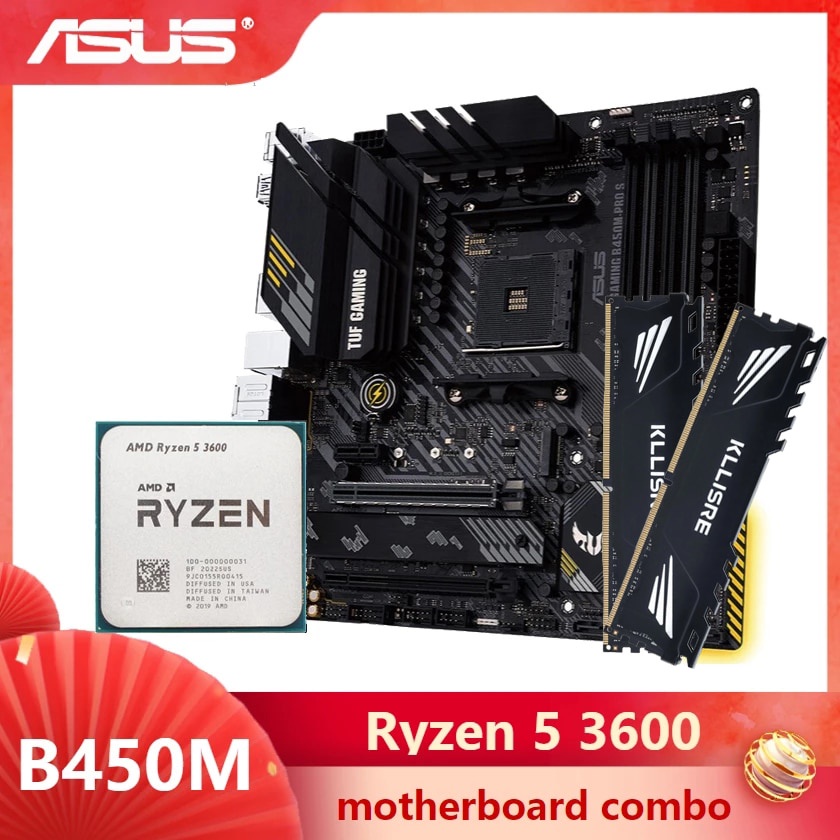 Asus TUF GAMING B450M PRO S Motherboard Set with Kit AMD Ryzen 5 3600 R5 3600 CPU 2pcs X 8GB ...