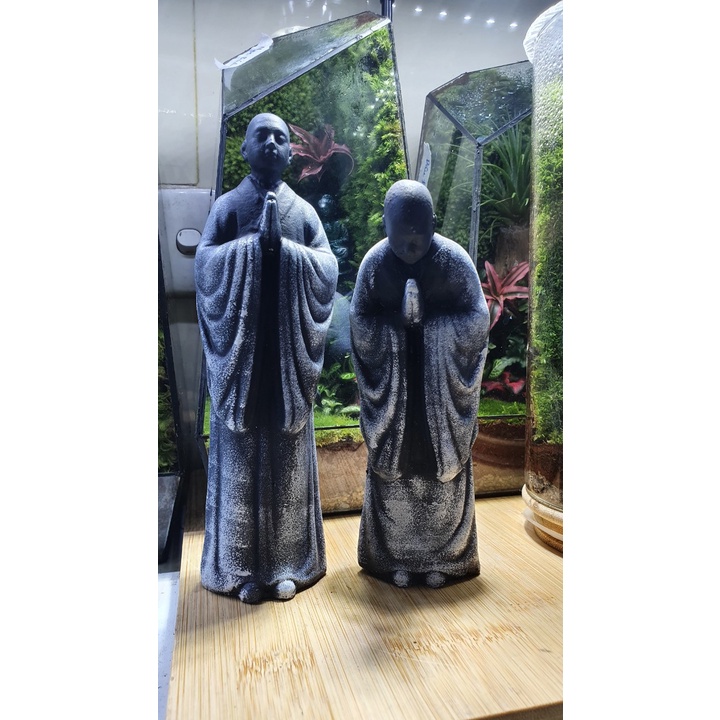 Bow and standing monk statue used to decorate miniatures | Shopee Malaysia