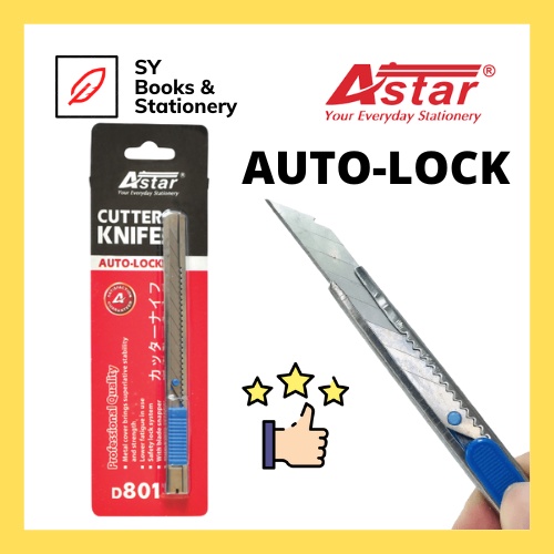 ASTAR Metal Auto-Lock Cutter Knife D801 (Use 80mm x 9mm x 0.4mm Blades ...