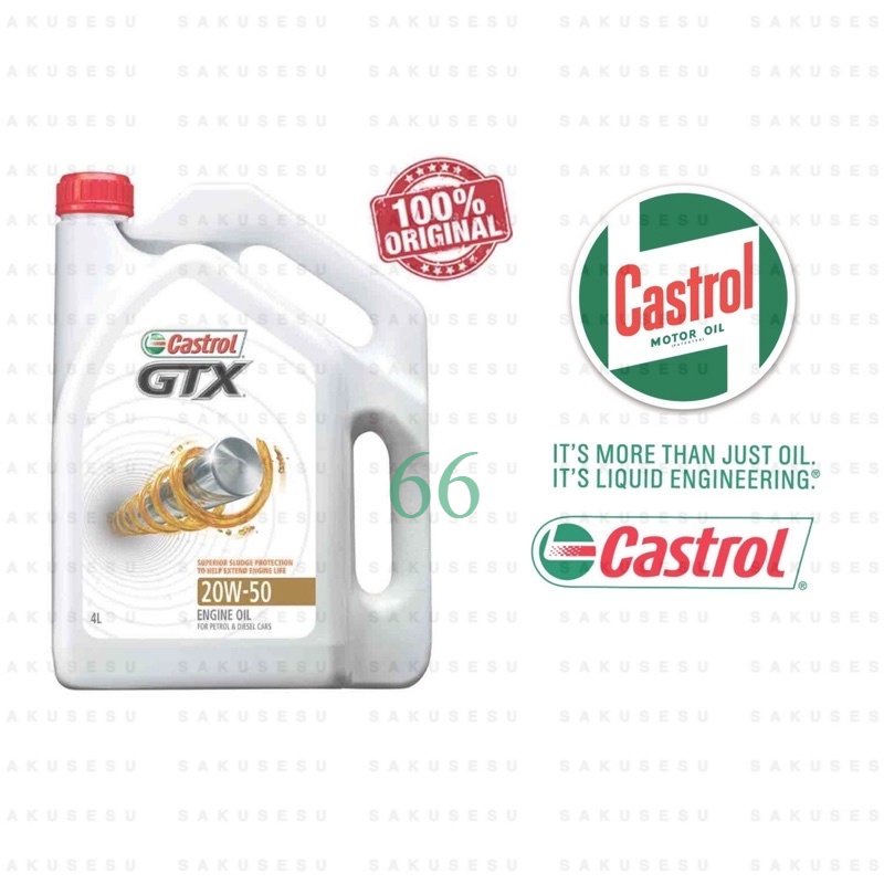 3384296 Castrol GTX SN/CF 20W50 engine oil (4 liter) for petrol ...