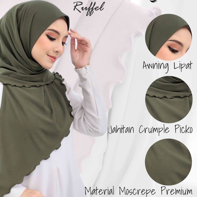New Bawal Lazy Ruffle KAIN MOSCREPE PREMIUM Instant Hijab | Shopee Malaysia