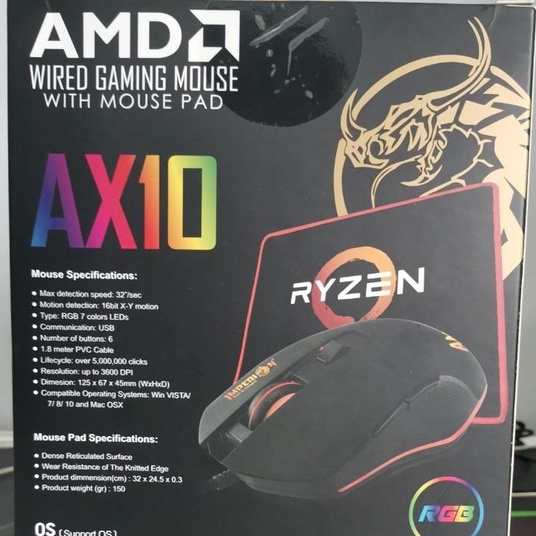 Imperion AX10 USB Wired Gaming Mouse with 7 led and mouse pad | Shopee ...