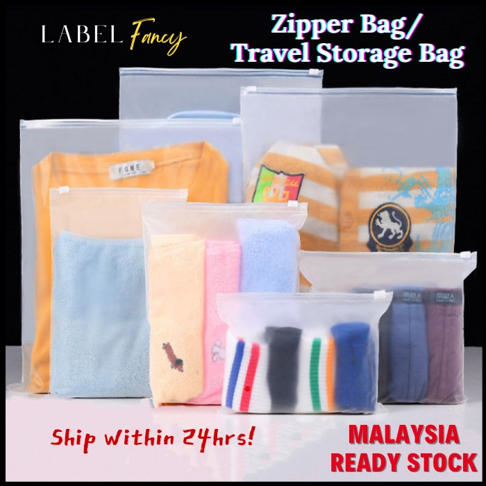 [Ready Stock] Zip Lock Plastic Bag Double Matte Zip Travel Bag Zipper ...