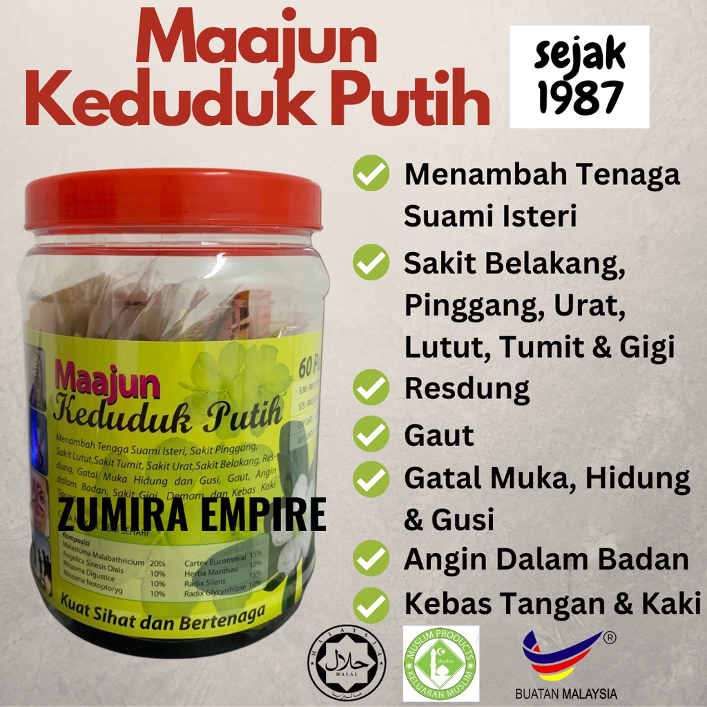 Original HQ Maajun Keduduk Putih - Tambah Tenaga Suami Isteri, Sakit ...