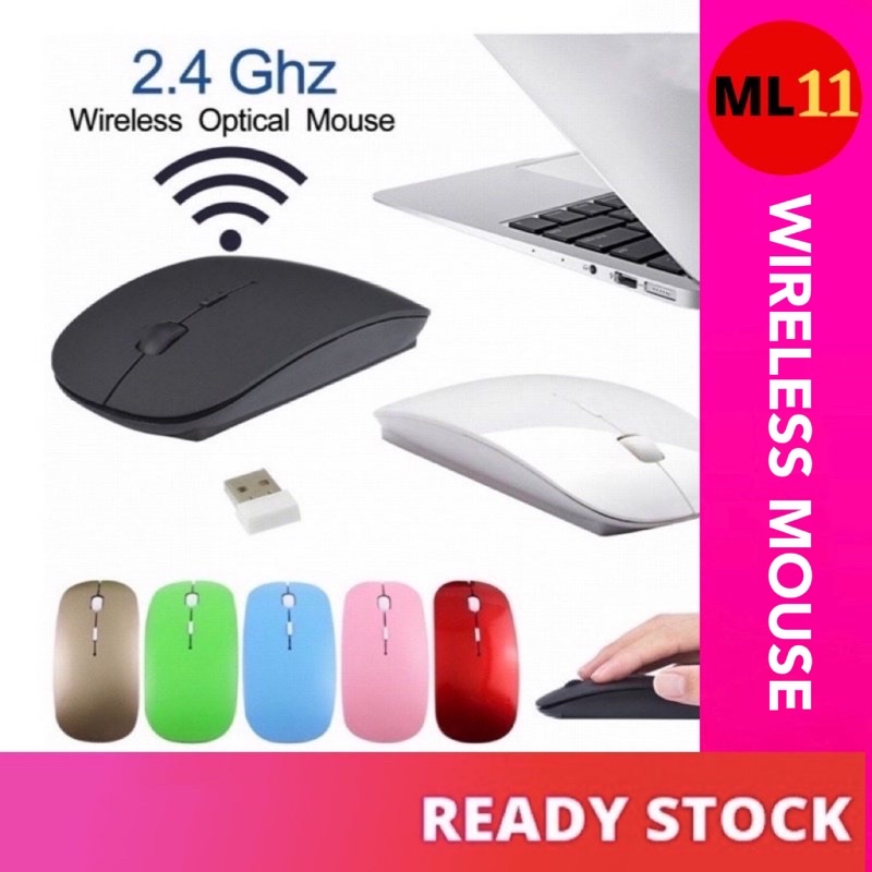 Ultra Thin USB Optical Wireless Mouse 2.4Ghz Receiver Mouse Cordless Computer PC | Shopee Malaysia