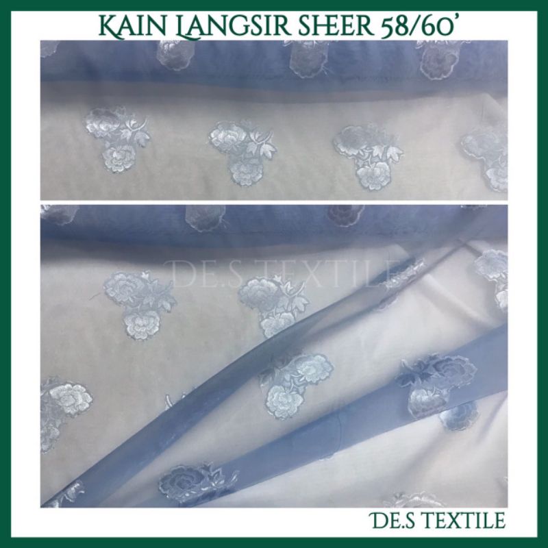 Kain Langsir lace Sheer 58/60' (1m) soft blue | Shopee Malaysia