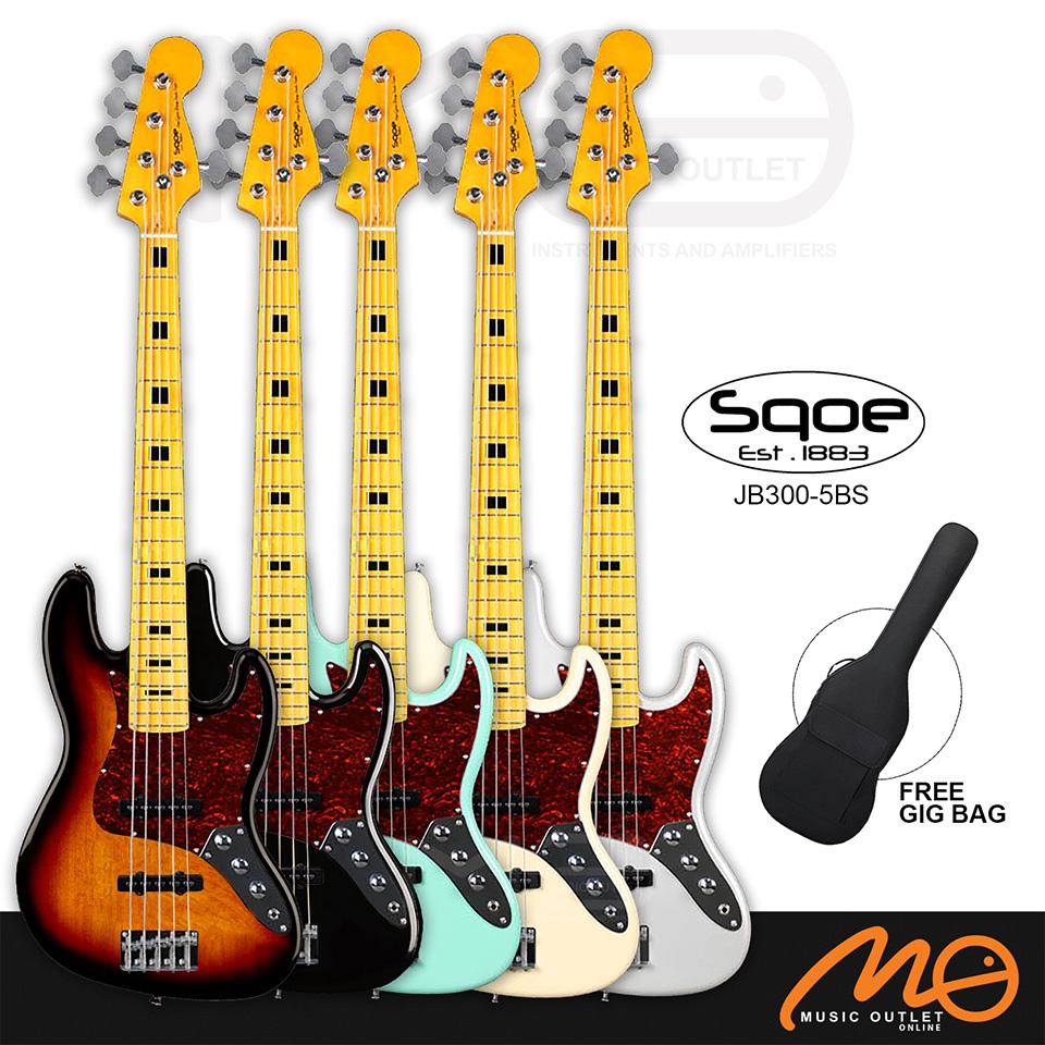 SQOE JB300-5BS 5-STRING MAPLE FRETBOARD ELECTRIC BASS GUITAR | Shopee ...