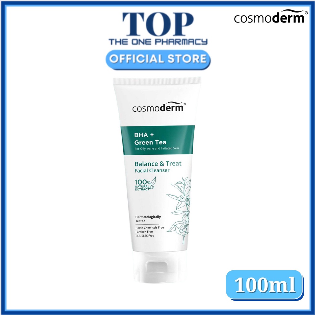 Cosmoderm Natural Balance and Treat Facial Cleanser -100 ml (Green Tea ...