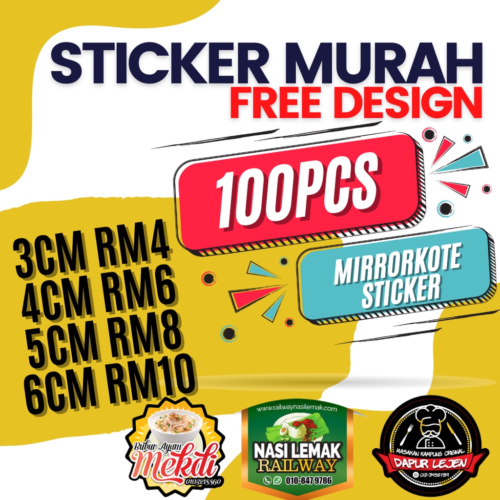 STICKER LABEL PRODUK MURAH 100PCS RM4 (FREE DESIGN) | Shopee Malaysia
