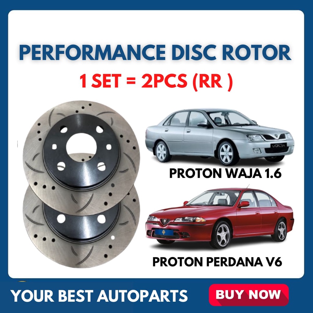 Proton Waja 1.6 Perdana V6 Performance Disc Rotor Slotted & Drilled (RR ...