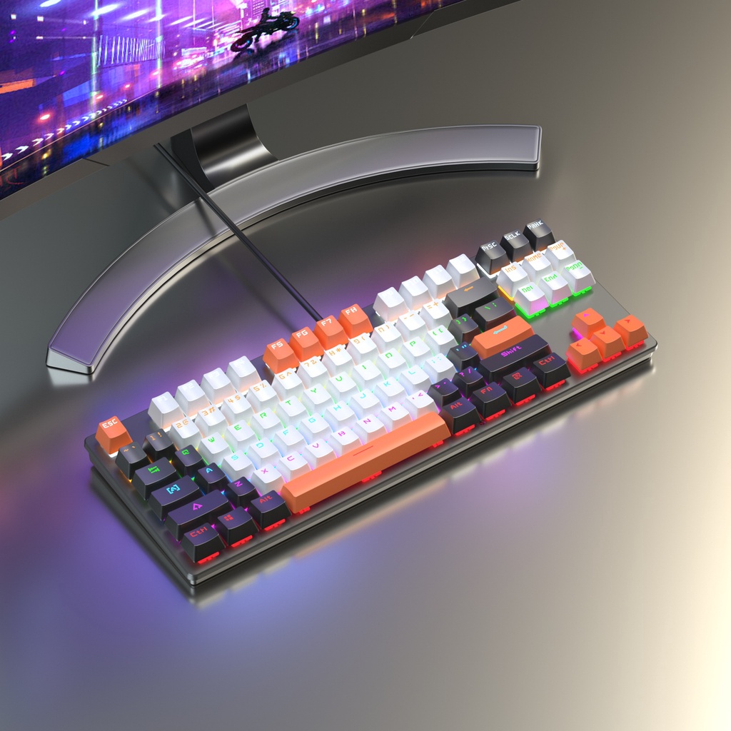 K870 Wired Mechanical Keyboard 87 key Multi-color Key Cap Mixed Light ...