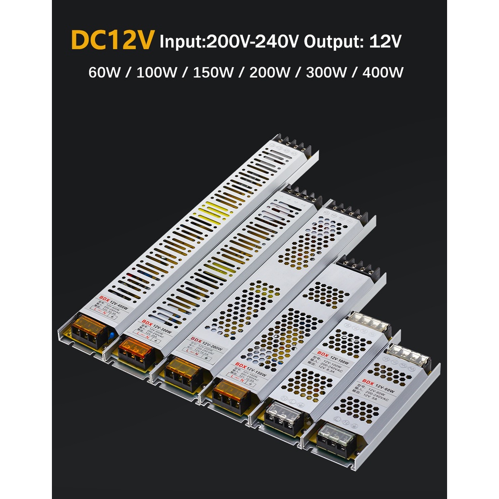 🔥IN Stock🔥Ultra Thin Power Supply DC12V 24V 60W 100W 150W 200W 300W 400W Lighting Transformers ...