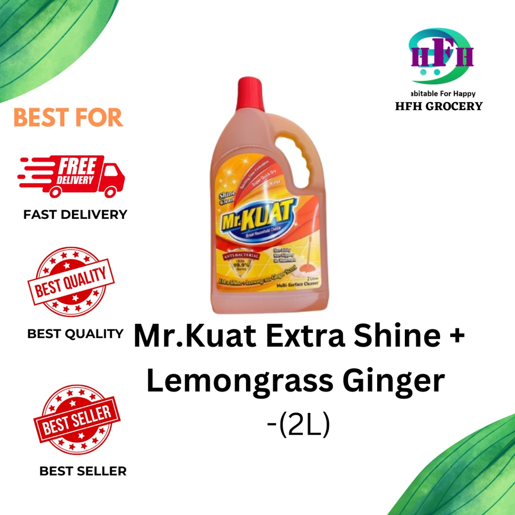 🔥 Mr.Kuat Extra Shine + Lemongrass Ginger Scent Floor Cleaner/Lantai (2 ...
