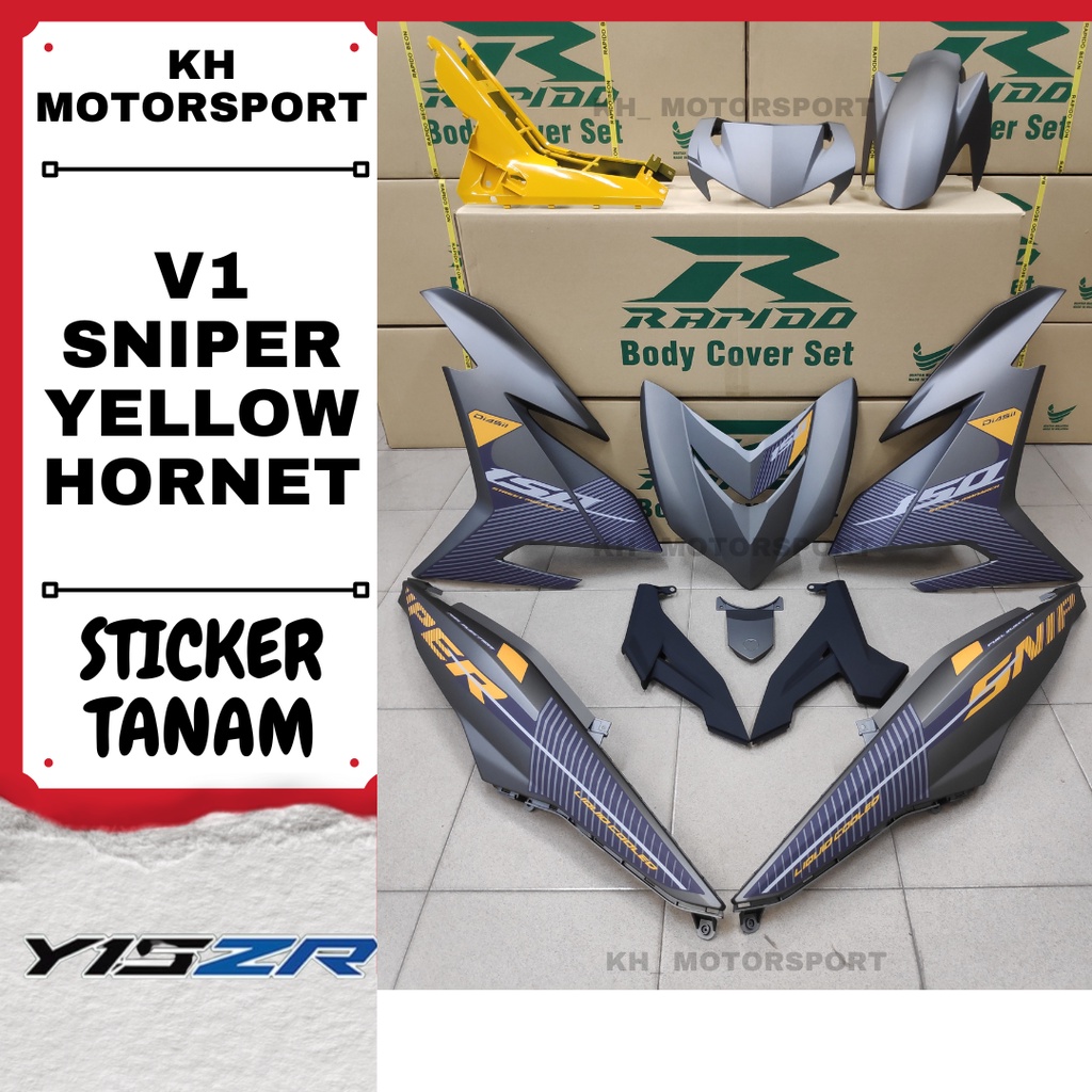 YAMAHA Y15 Y15ZR V1/V2 SNIPER YELLOW HORNET STICKER TANAM/AIRBRUSH ...