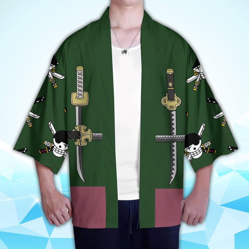 Unisex Roronoa Zoro Cosplay Costume ONE PIECE Cloak Cape Bathrobe Loose ...