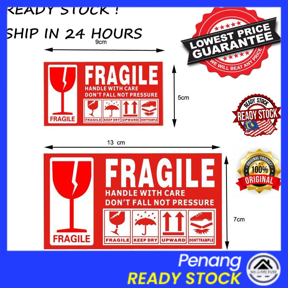 Wecareyou20 Parcel Fragile Sticker Mudah Pecah Label Sticker Parcel ...