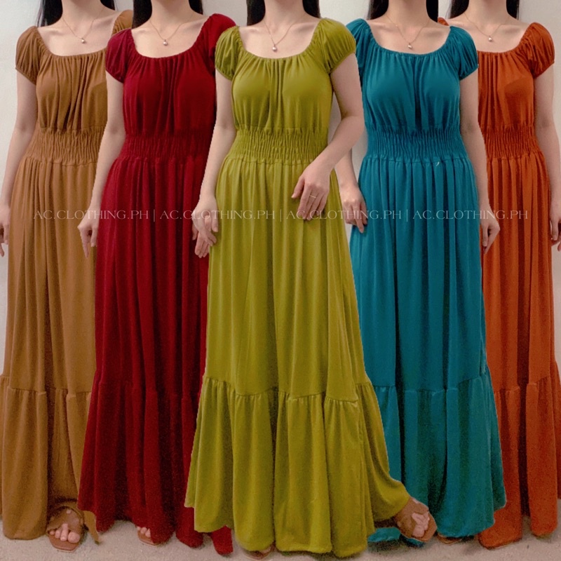 ANDY SMOCKING MAXI DRESS (BY: AC.CLOTHING.PH) | Shopee Malaysia