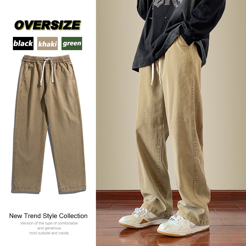 Ready Stock 100% Cotton Unisex Seluar ootd Lelaki khaki Seluar Slack ...