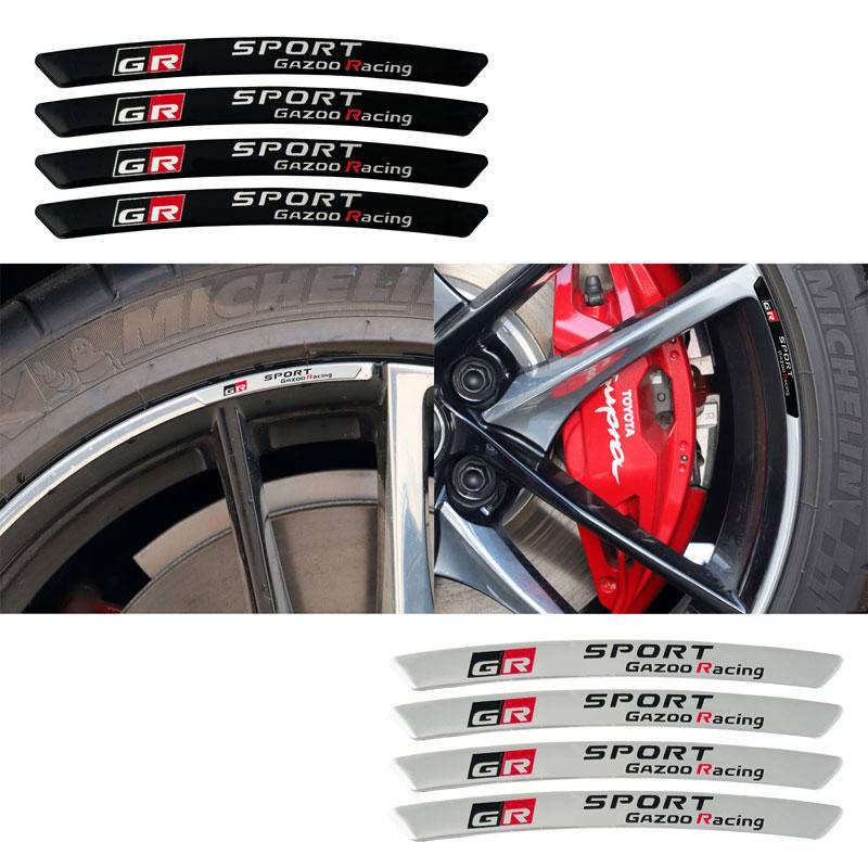 4PCS Aluminum Wheel Hub Stickers GR Sport Gazoo Racing Emblem Badge For ...