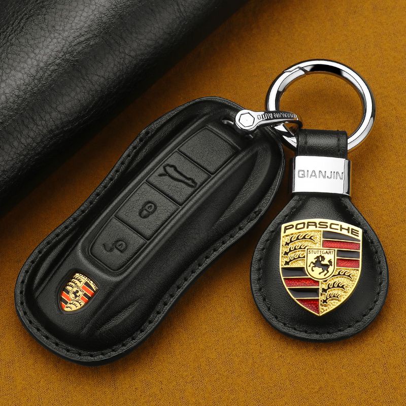 PORSCHE Genuine Leather Key Case macan Cayenne Cayman taycan 718 ...