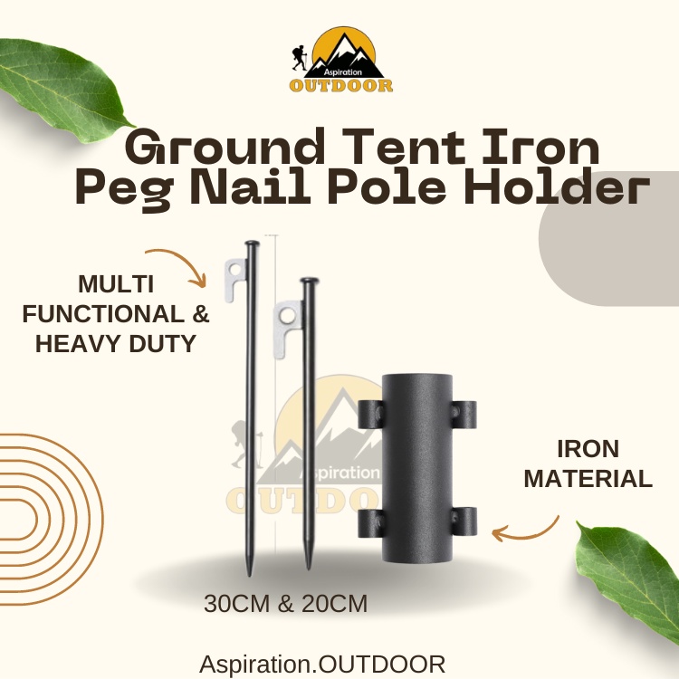 Heavy Duty Ground Tent Iron Peg Nail Pole Holder Set Camping Tent ...