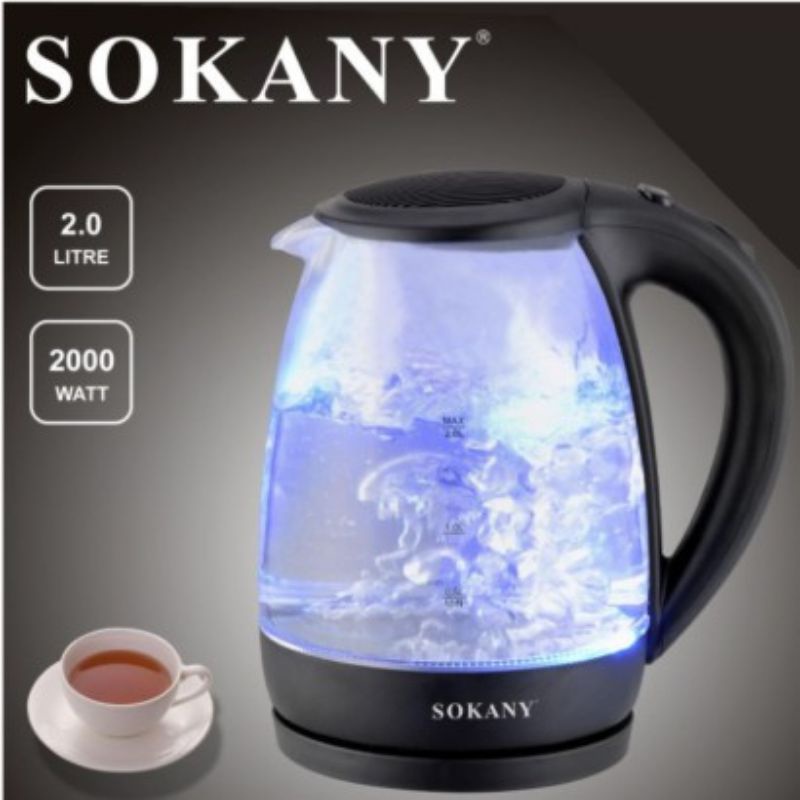 Sokany 2.0LElectric Kettle Cordless Ultra Fast Boiling Glass Tea Pot ...