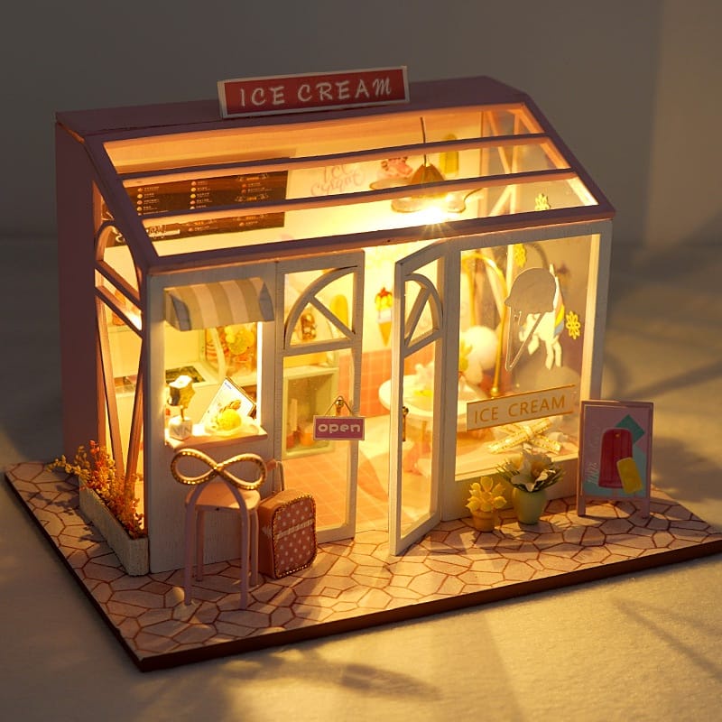 DIY Ice Cream Shop with Lamp, Ice Cream Shop toy raft package with ...