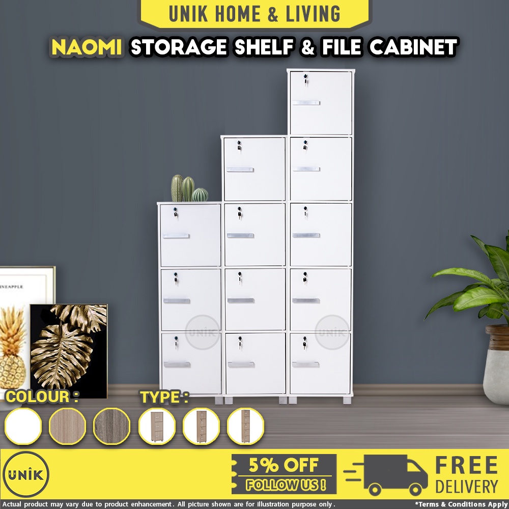 [UNIK] Naomi Storage Shelf with Lock File Cabinet Bookshelf | Rak ...