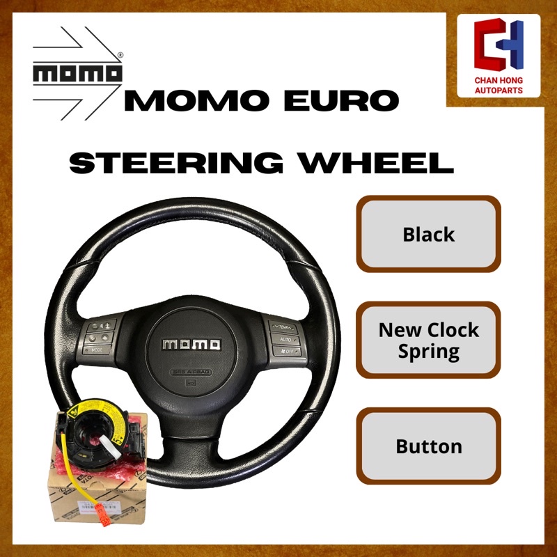 MOMO Euro Steering Wheel [Button][New Clock Spring][Black][Original ...