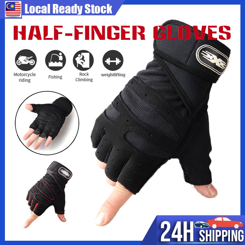 Half Finger Motorcycle Gloves Motor Non-Slip Riding Glove Breathable ...