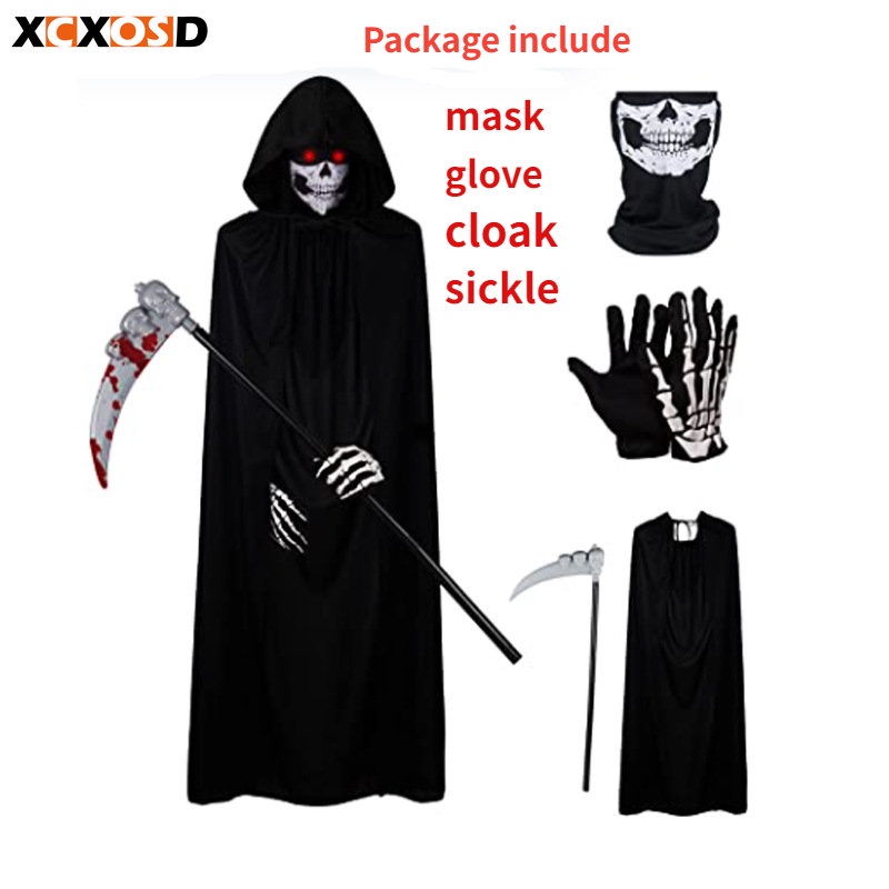 XCXOSD Halloween Party Suit Adult Death Black Single-layer Ghost Cloak ...