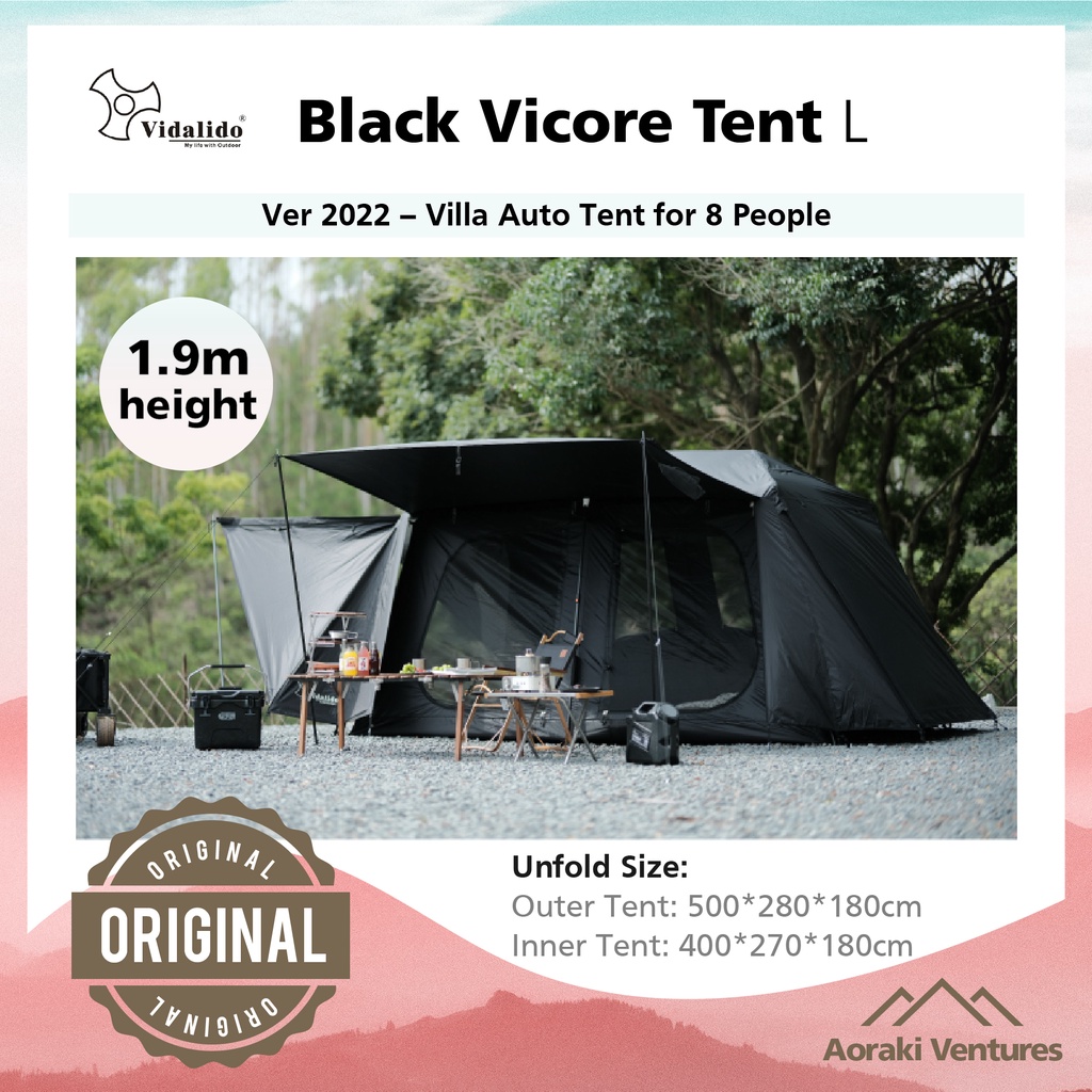 Vidalido Vicore Tent L (Free Groundsheet) - Villa Style Auto Tent Waterproof Coating | Shopee ...