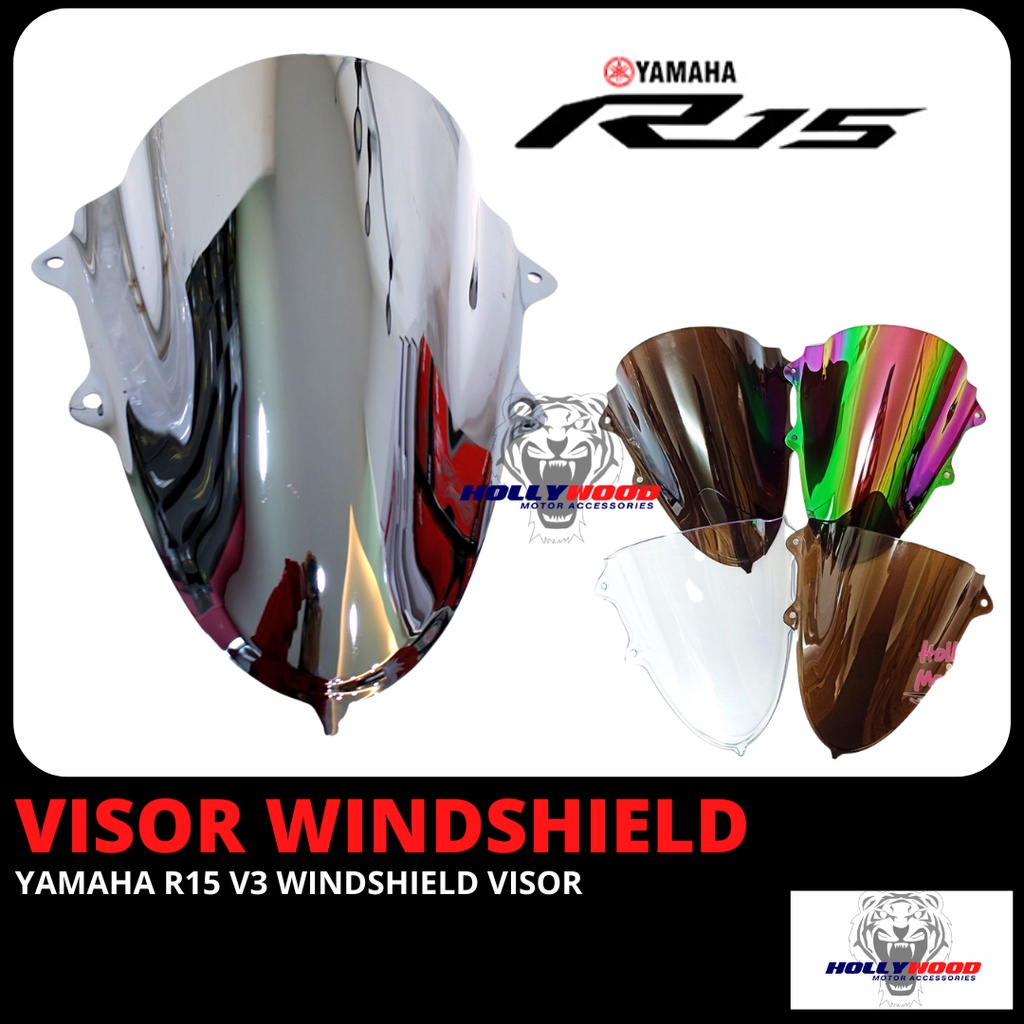 YAMAHA R15 V3 VISOR "ANTI PECAH" WINDSHIELD DOUBLE BUBBLE WINDSCREEN ...