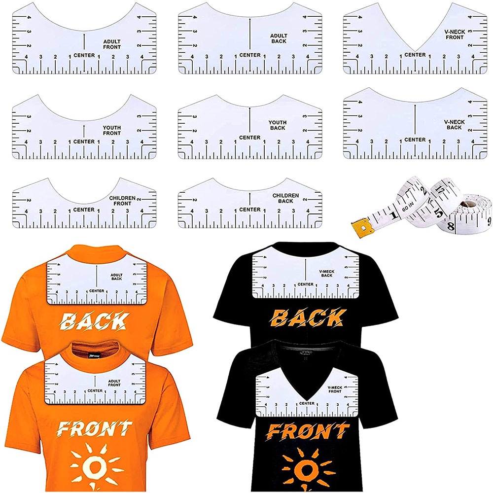 8PCS T-Shirt Ruler Guide Alignment Tool PVC T Shirt Ruler to Center ...