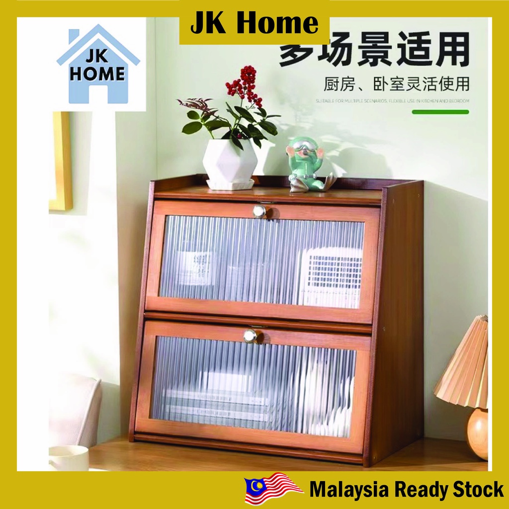 JK Home Minimalist Muji Nordic Bamboo Cabinet Kitchen Pantry Countertop ...