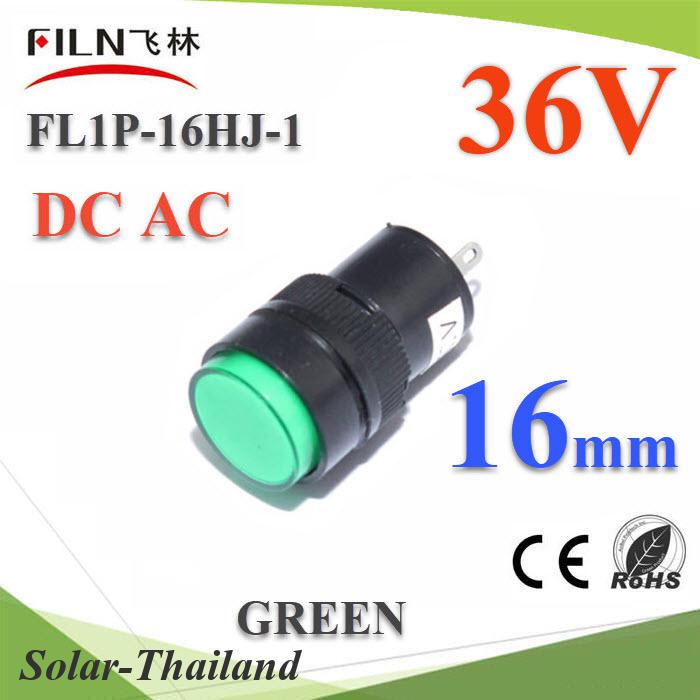 Pilot Lamp Size 16 mm. DC 36V GREEN LED Control Cabinet Light Model ...