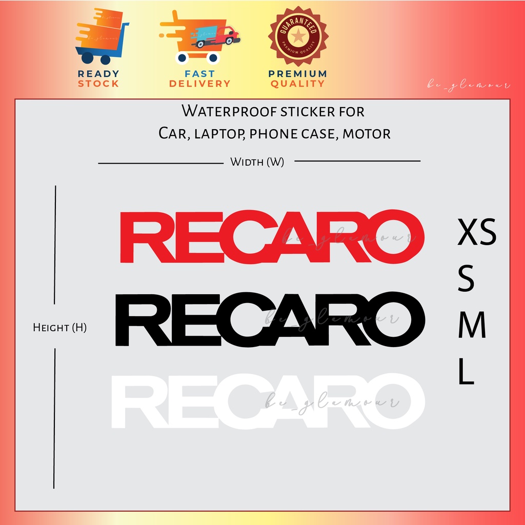 [2pcs] RECARO Sticker Stiker Racing Motorsport Sticker Kereta ...