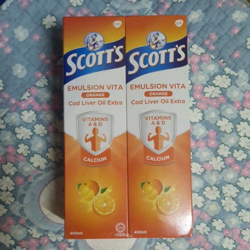 Scott's Emulsion Orange Cod Liver Oil Extra 2x400ml (Expiry Date:04/ ...