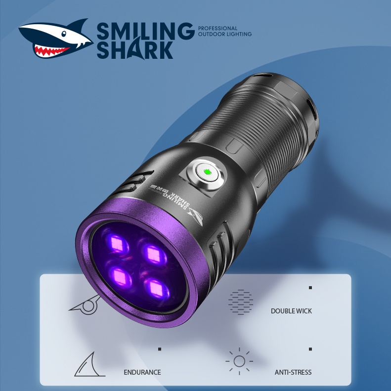 Smiling Shark UV Torch Light Led 80W 365nm Flashlight 4PCS Ultraviolet ...