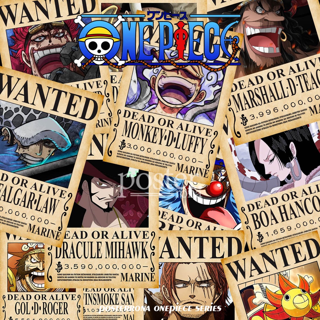 (134 Pcs) Poster One Piece Bounty Yonkou Luffy kaido bigmom roger buggy ...
