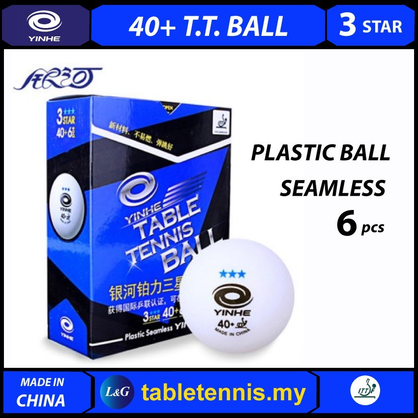 Yinhe Ball Ploy 40+ 3-Star 40mm+ Table Tennis Balls Plastic Seamless Bola Ping Pong | Shopee ...
