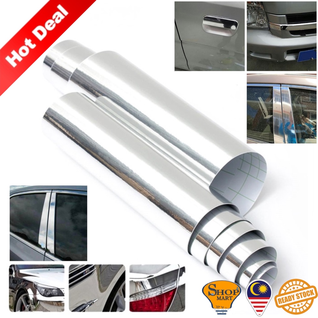 Car Silver Chrome Sticker Side Rear View Mirror Door Lining Door Handle ...