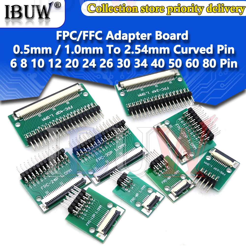 FPC FFC Adapter Board 0.5mm 1.0mm To 2.54mm Connector Straight Needle And Curved Pin 6 8 10 12 ...